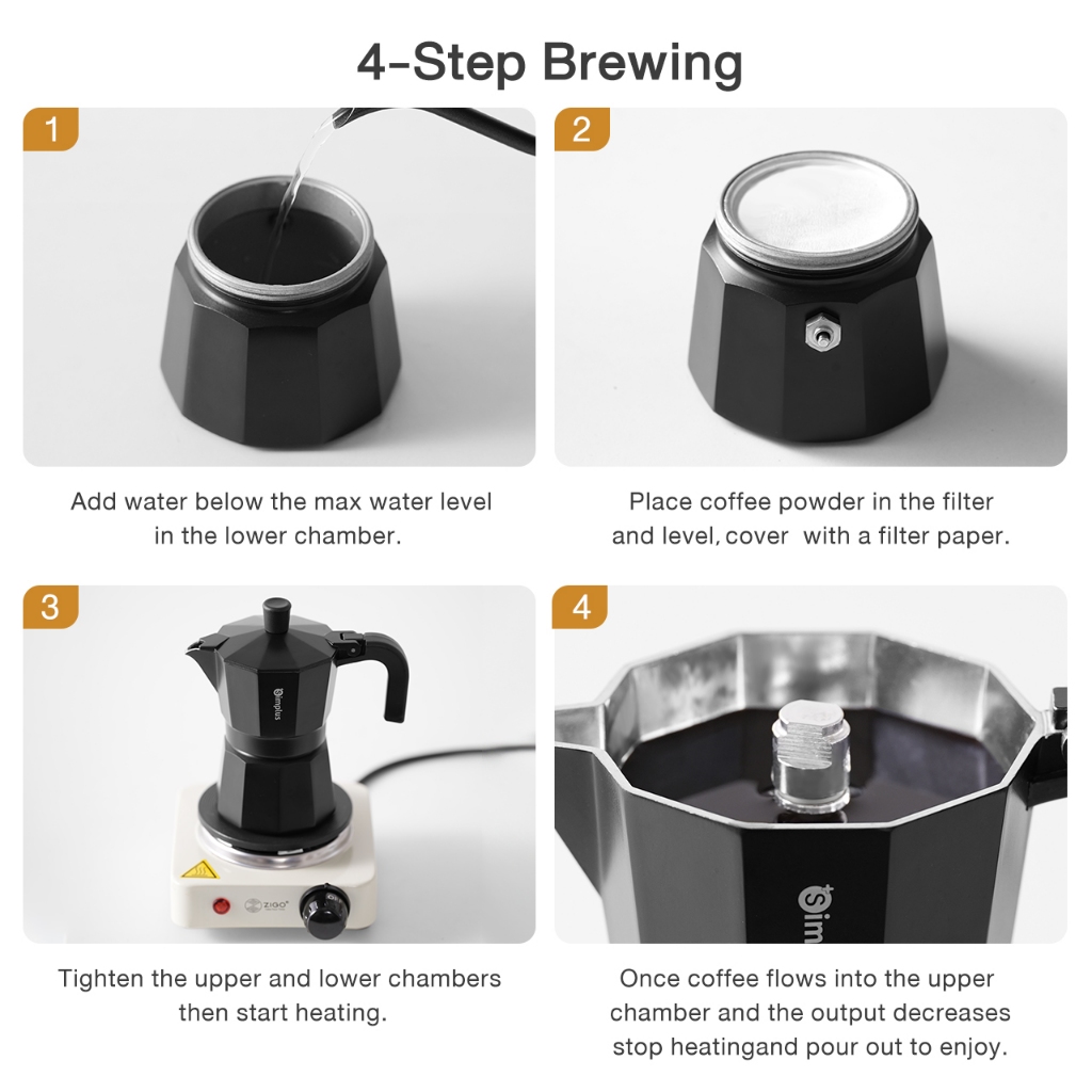 Simplus Moka Pot Dual-Valve Pressurized Extraction Rich Oil Intalian ...
