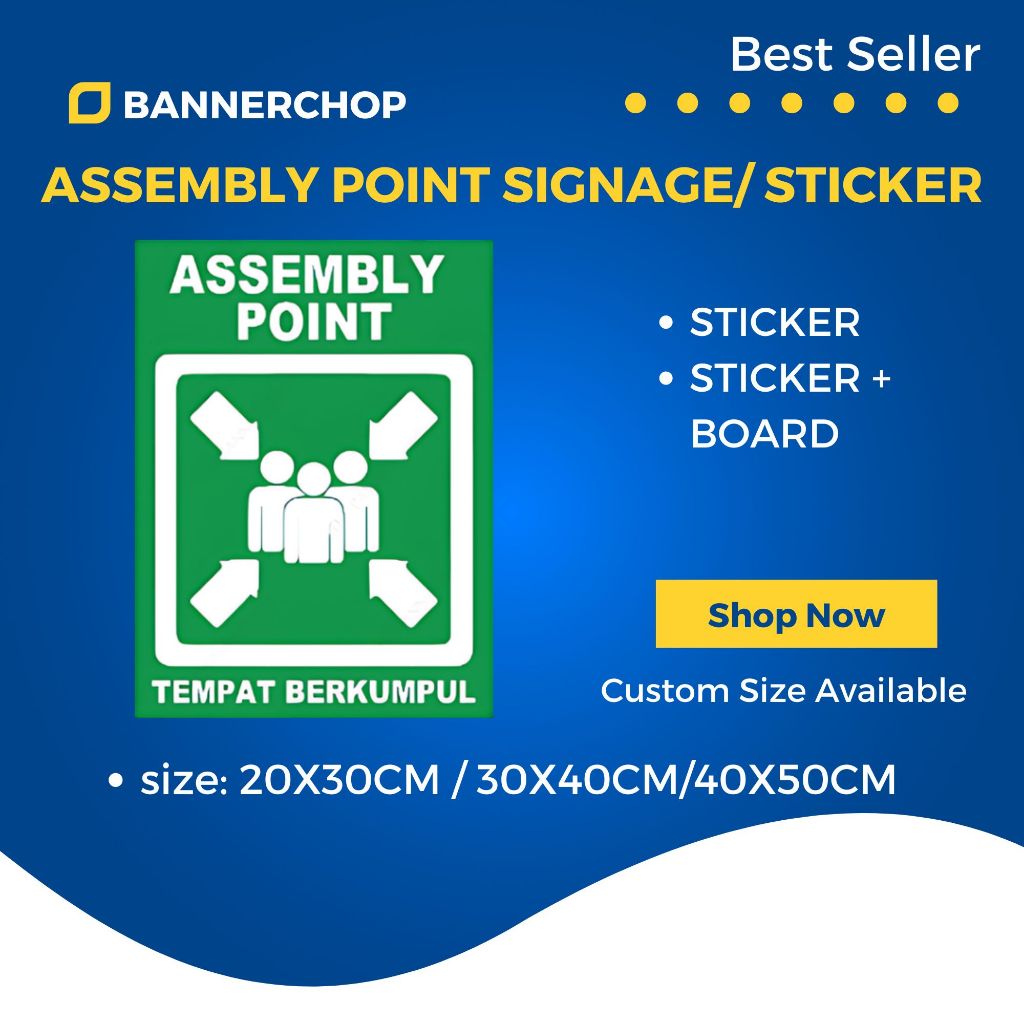 Assembly Signage, Assembly Point, Tempat Berkumpul ⛔ (Sticker Only ...