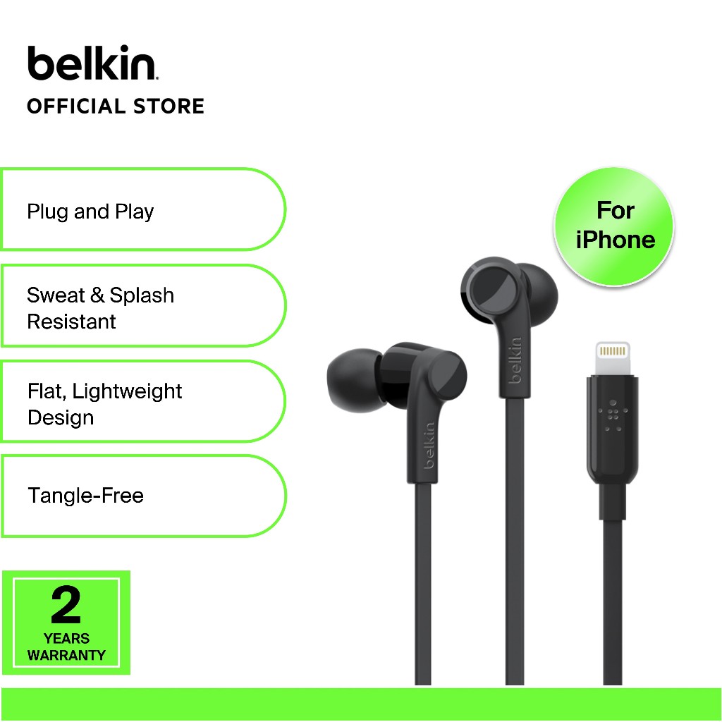 Belkin G3H0001bt SoundForm Wired Earbuds with Lightning Connector ...