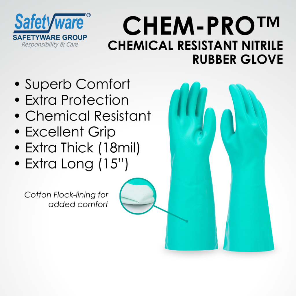 SAFETYWARE Chem-Pro Chemical Resistant Nitrile Gloves | Light Duty ...