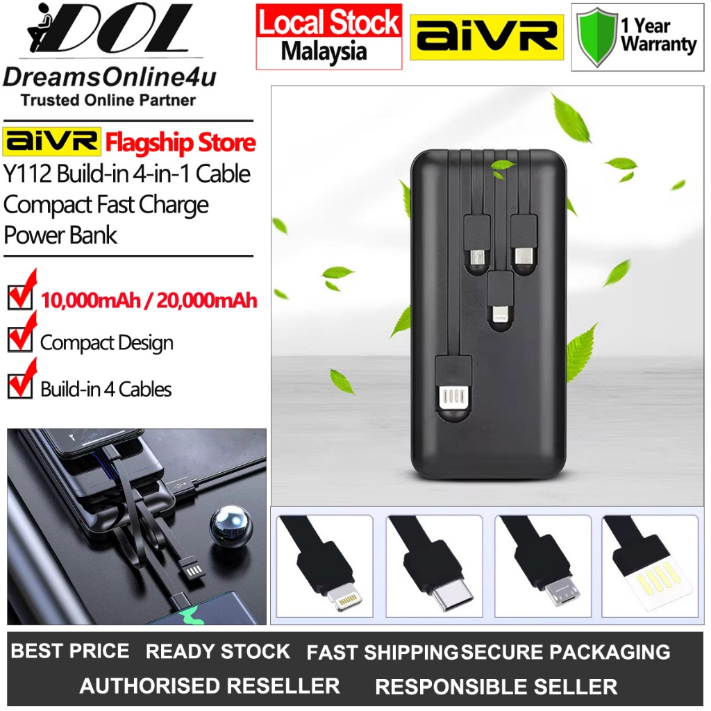 AiVR Y112 10000mAh 20000mah Fast Charging Compact Portable Power Bank ...