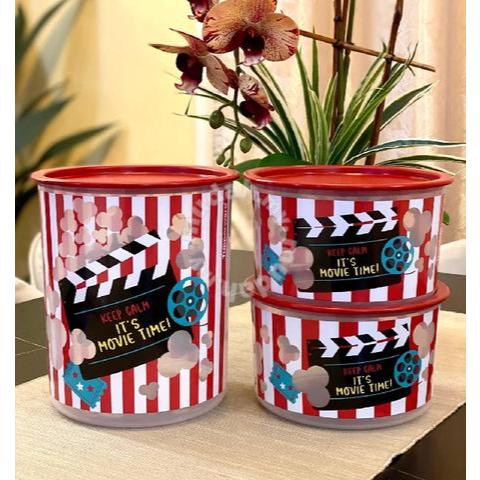 Tupperware 3L 1.4L Movie Snack One Touch Set TGV GSC Cinema Bekas ...