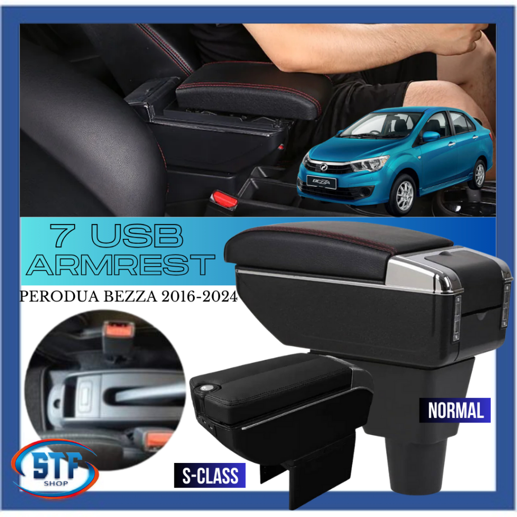 Perodua Bezza 2016-2024 USB ARMREST ADJUSTABLE 7 CHARGING PORT WITH RED ...