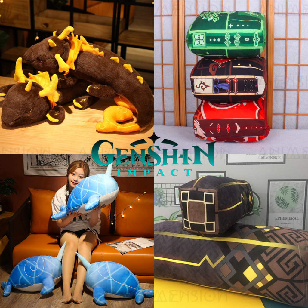 Genshin Impact Plush Stuffed Toys Rex Lapis Pillar Pillow Narwhal Whale ...