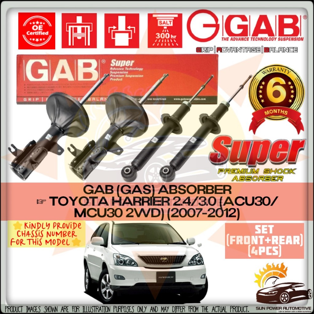 GAB SUPER PREMIUM Toyota Harrier ACU30 MCU30 2WD (2007-2012) Gas Shock ...
