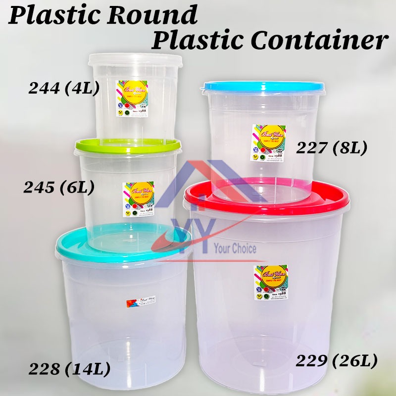 BESTWARE Transparent Air Tight Plastic Round Plastic Container/Colorful ...