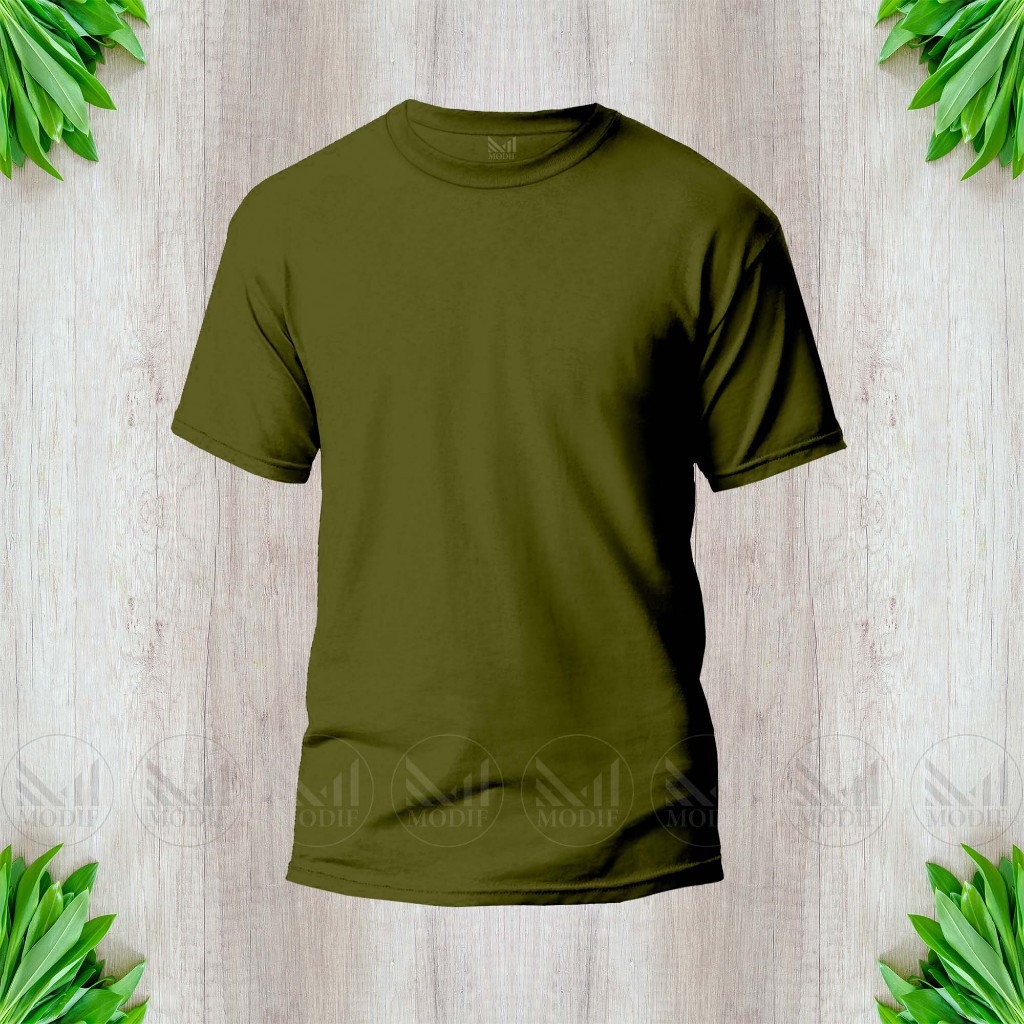 Olive plain t-shirt men women premium cotton unisex adult plain baju t ...