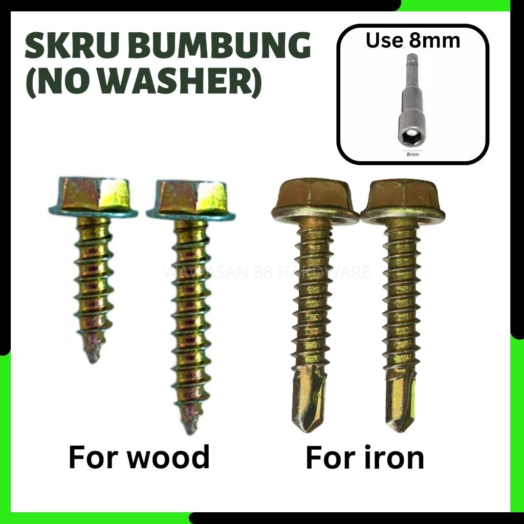 [10 PCS] For Wood Iron Hex Head Roofing Self Drilling Screw Awning ...