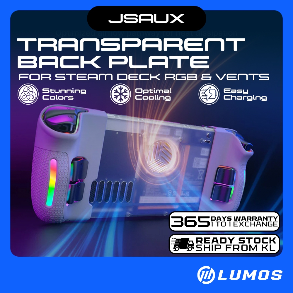 JSAUX PC0106C Transparent Back Plate for Steam Deck OLED RGB & Vents ...
