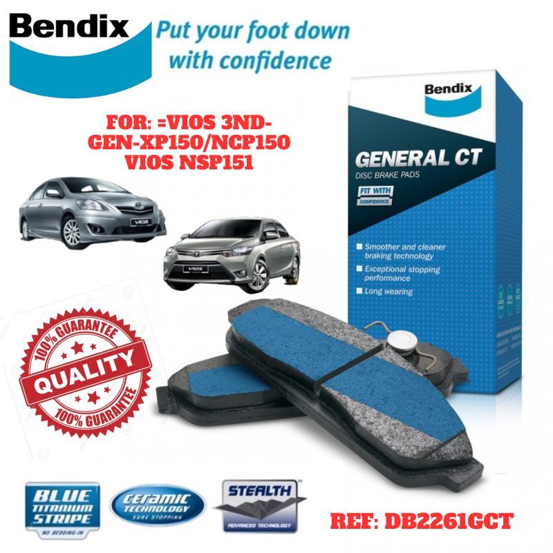 ORIGINAL BENDIX FRONT BRAKE PAD VIOS 3ND-GEN-XP150/NCP150 J & E SPEC ...
