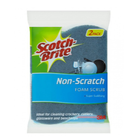 Scotch Brite Blue 2 Pcs Blue Non Scratch Foam Scrub Sponge Glass Dish ...
