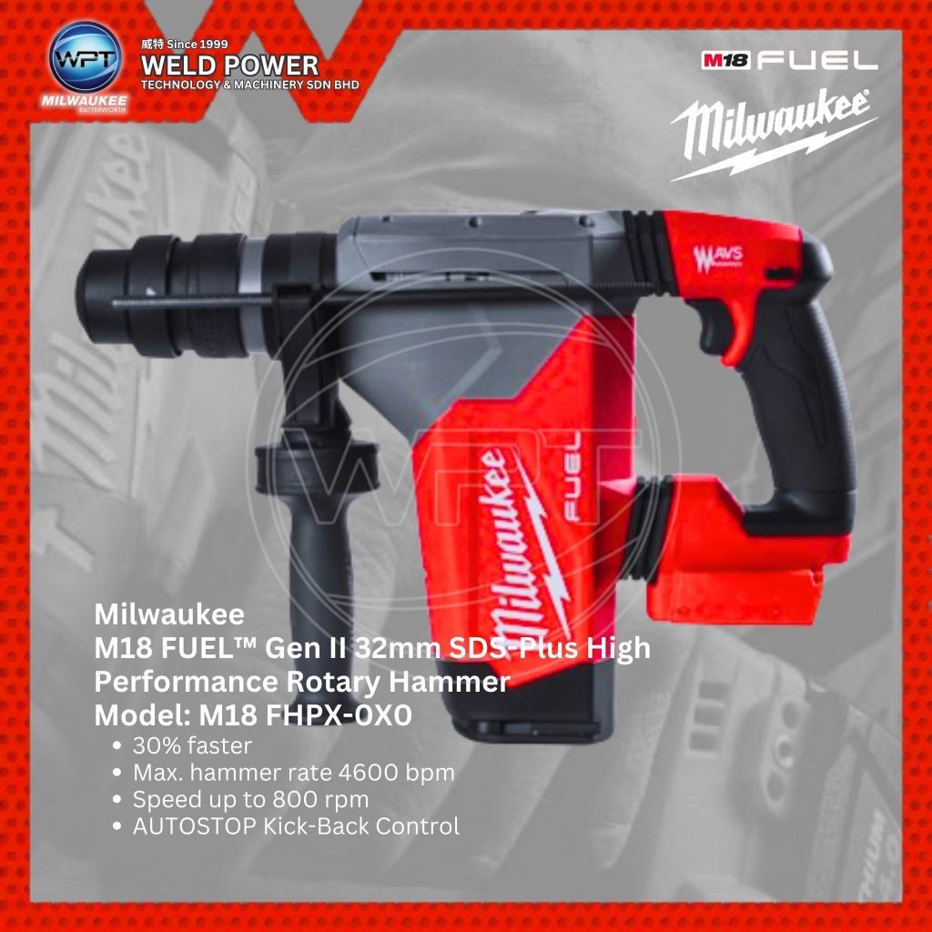 Milwaukee M18 FUEL™ Gen II 32mm SDS-Plus High Performance Rotary Hammer ...