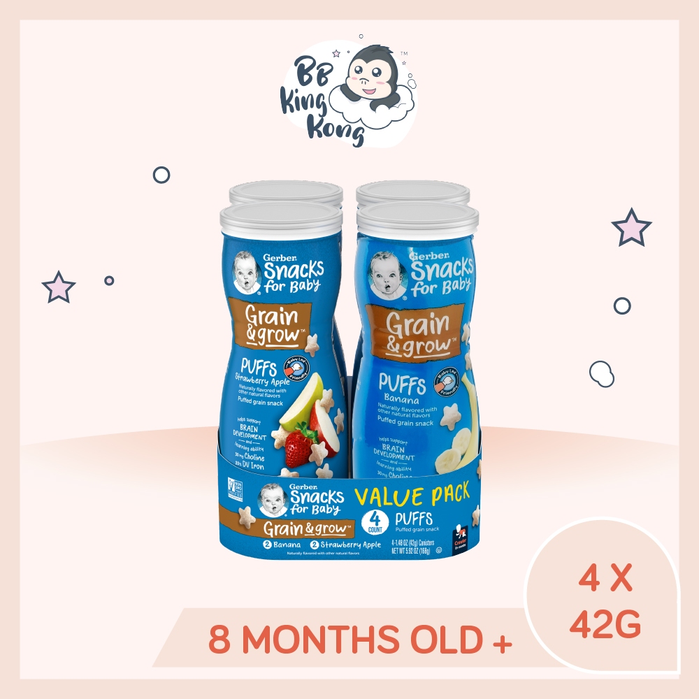 BB King Kong Gerber Grain & Grow Puffs Strawberry Apple/Banana Value ...
