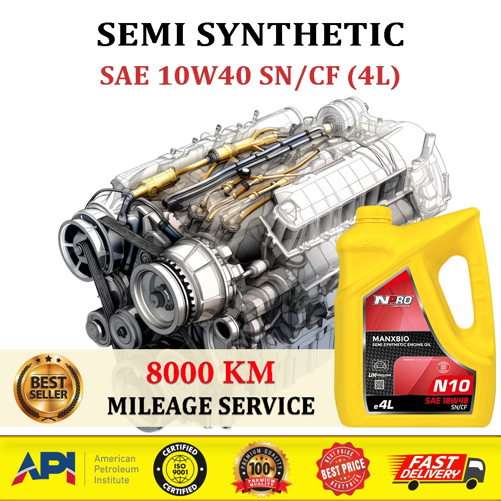NPRO N10 - Minyak Hitam Kereta Semi Synthetic Car Engine Oil 10w40 SN ...