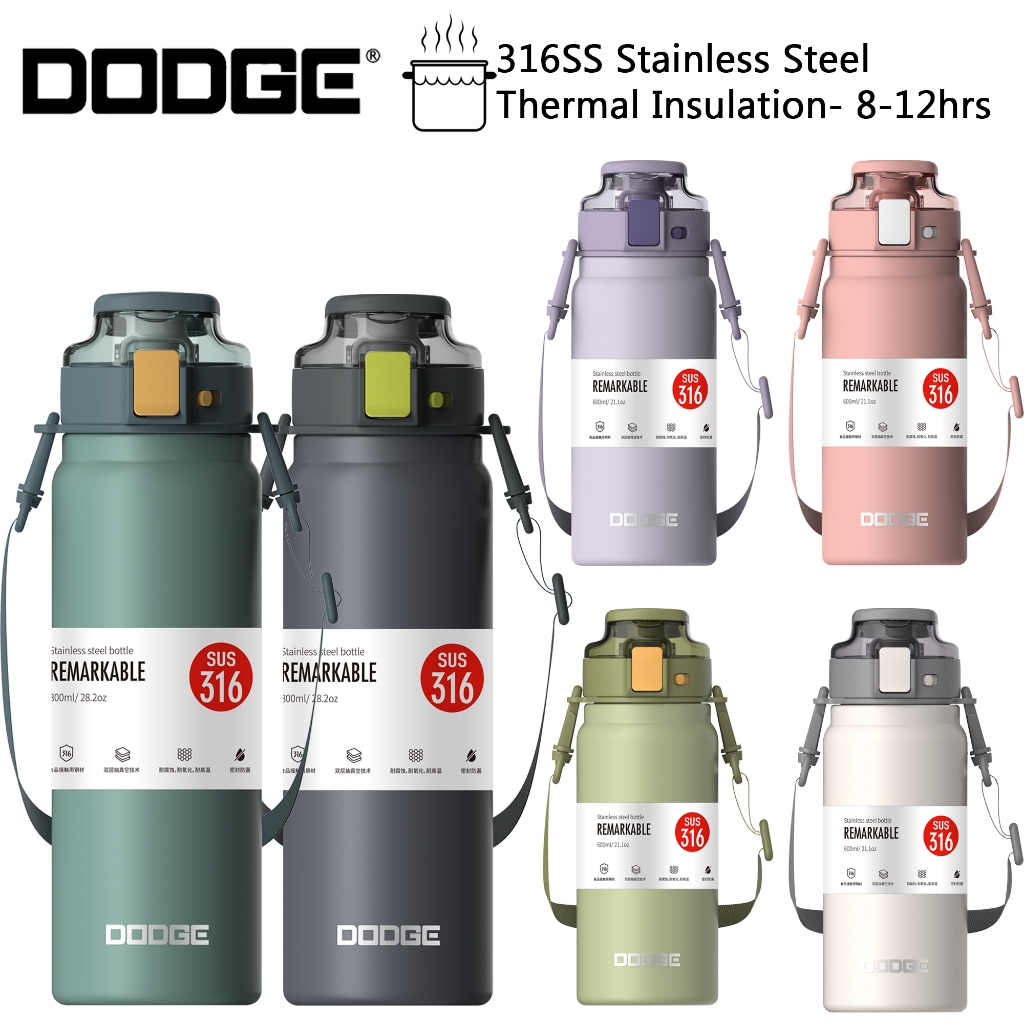 Dodge 600ml/800ml Slim 316SS Stainless Steel Vacuum Flask Thermos Water ...