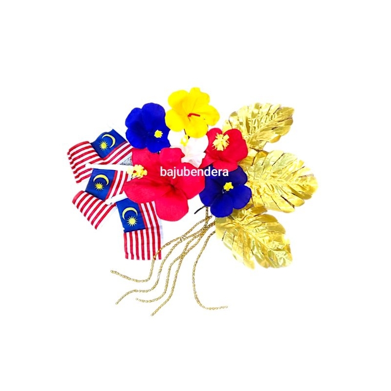 HEADBAND CEKAK SANGGUL LINTANG BUNGA RAYA DAUN EMAS BENDERA.MALAYSIA ...