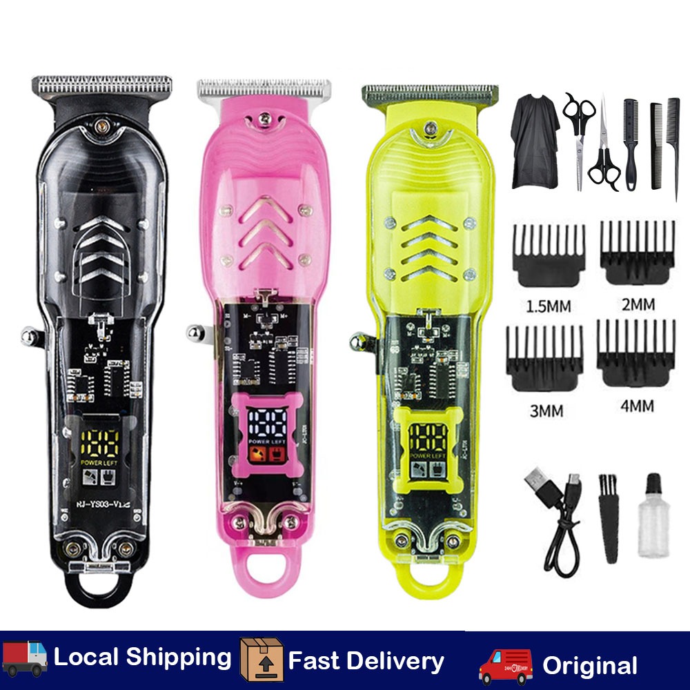 Transparent Hair Clipper Power Display Hair Clipper Men's Electric ...