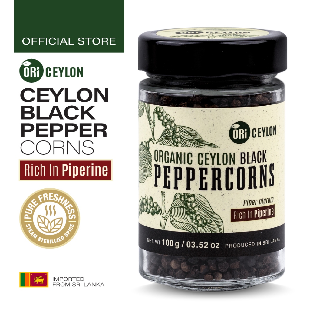 Organic Ceylon Black Pepper Corns 100g. Pure Ceylon Imported from Sri ...