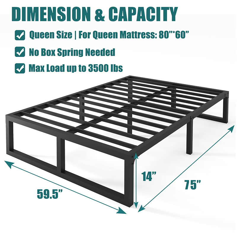 rangka katil saiz queen Bed Frame Queen /King Platform Bed Frame Metal ...