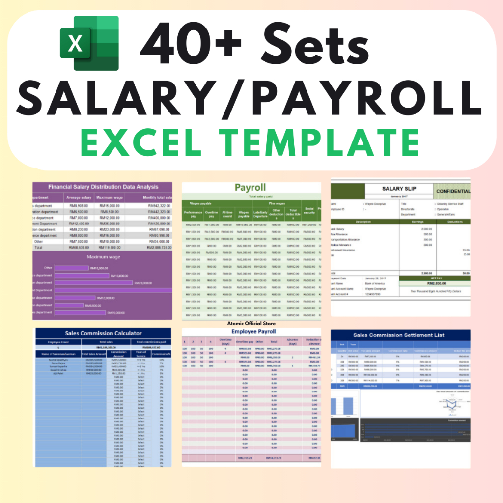 🔥INSTANT🔥 40 Sets Salary / Payroll Excel Template : Employee Payroll ǀ ...