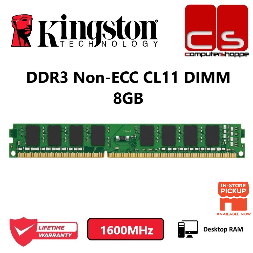 Kingston Value DDR3 1600MHz 8GB Non-ECC CL11 DIMM Desktop RAM - KVR16N11/8 | KVR16LN11/8 ...