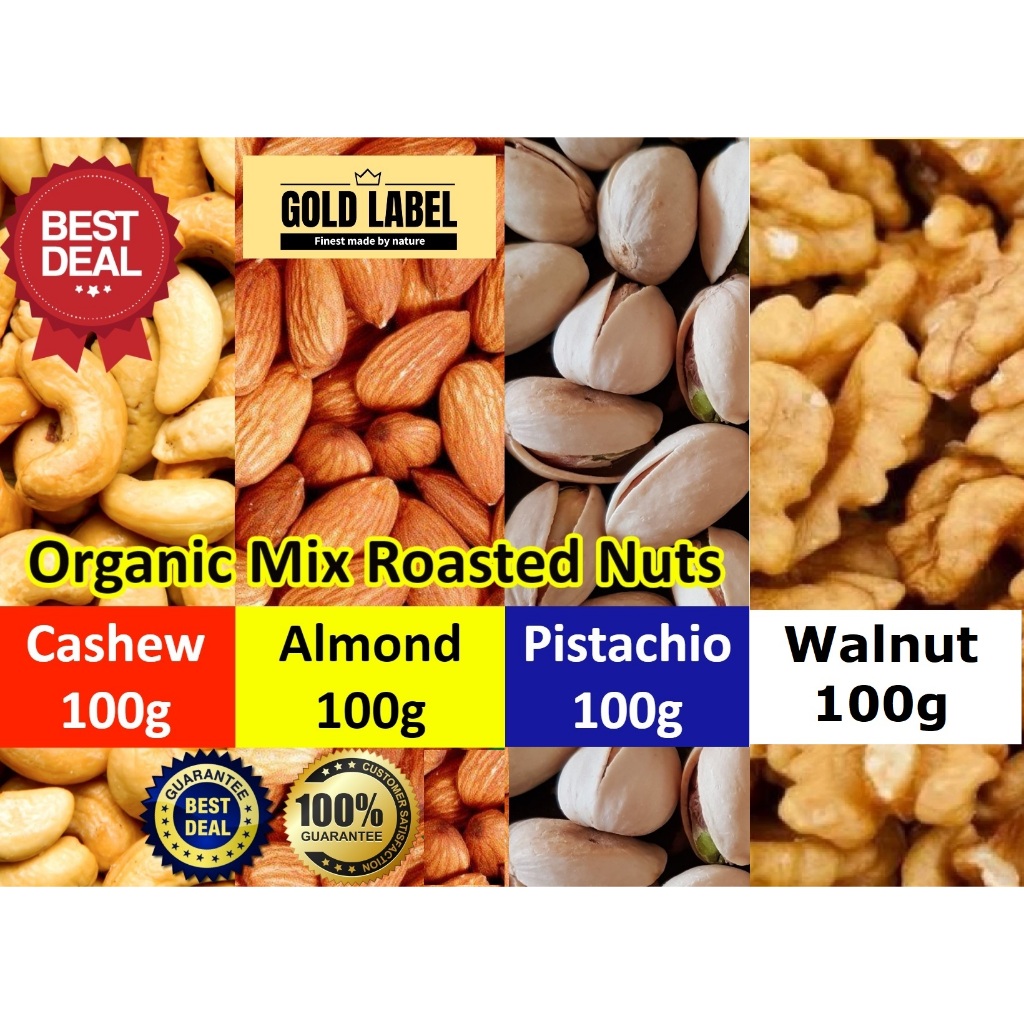 Gold Label Healthy Combo Roasted Almond 100g / Cashew 100g / Pistachio ...