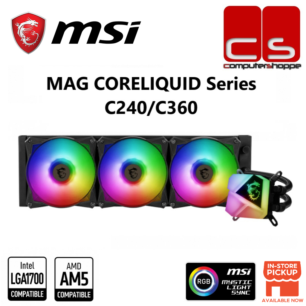 MSI MAG CORELIQUID Series ARGB CPU Liquid Cooler - C240/C360 | Shopee ...