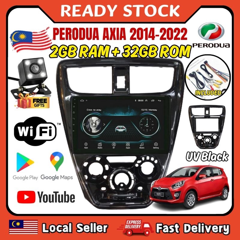(Free Reverse Camera)1 Set Perodua Axia 2014-2022 9” Android Player IPS ...
