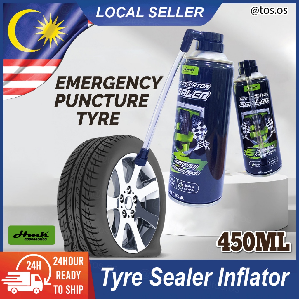 450ML Tyre Sealer & Inflator Flat Tire Instant Repair Car Emergency Kit ...