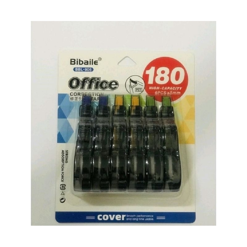 CORRECTION TAPE BIBAILE OFFICE 180 ( 6 PCS ) | Shopee Malaysia