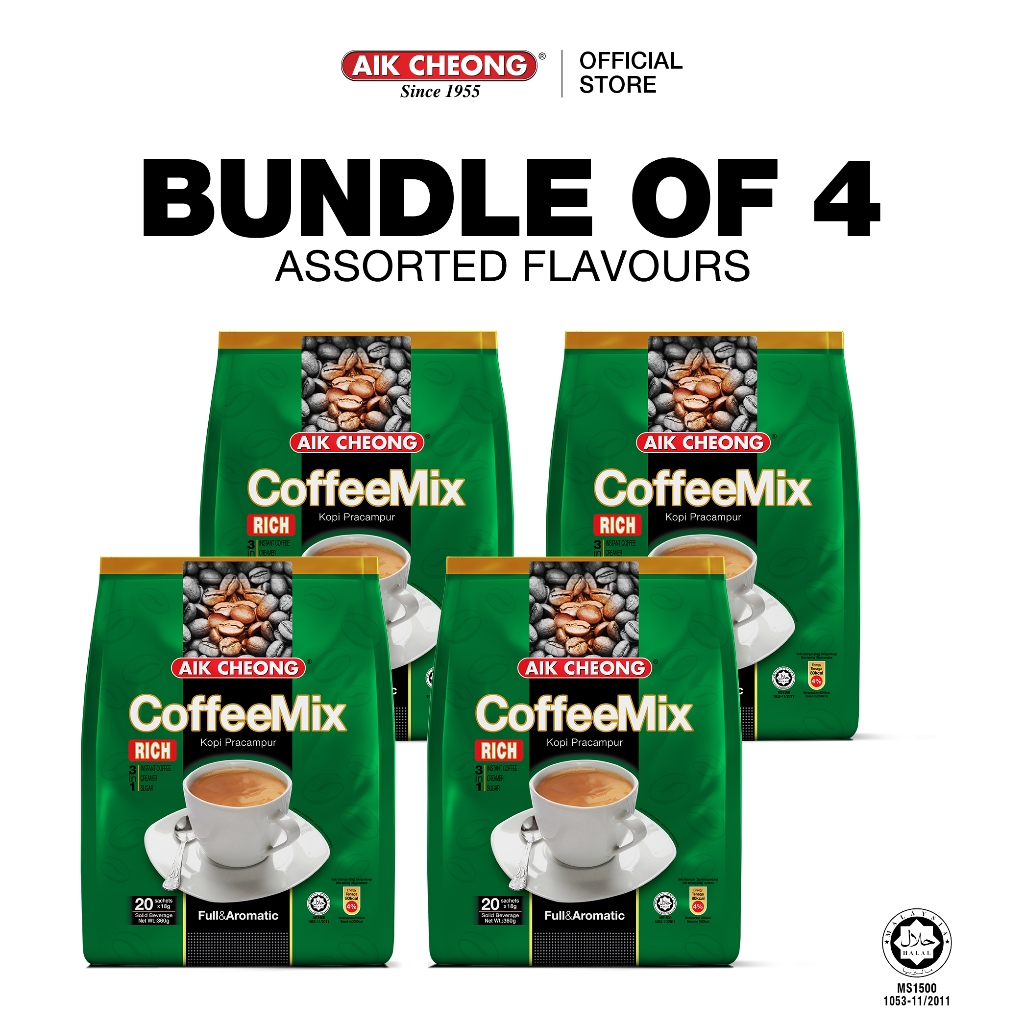 [BUNDLE OF 4] AIK CHEONG Coffee Mix 3in1 360g (18g x 20 sachets) - Rich | Shopee Malaysia