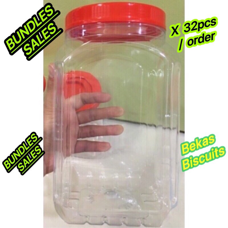 (32pcs) 3L Jar Plastik Balang Plastic biscuit Bekas Kuih Bekas Ikan ...