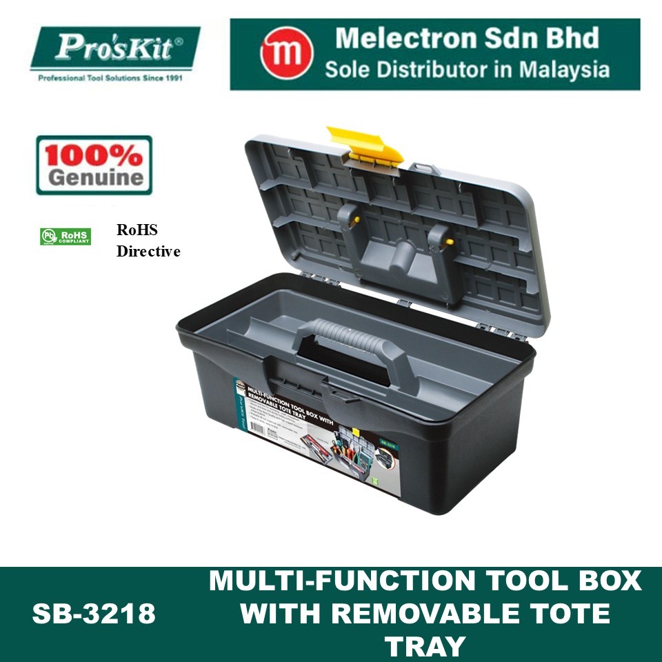 Pro'sKit SB-3218 Multi-Function Tool Box With Removable Tote Tray | Shopee Malaysia