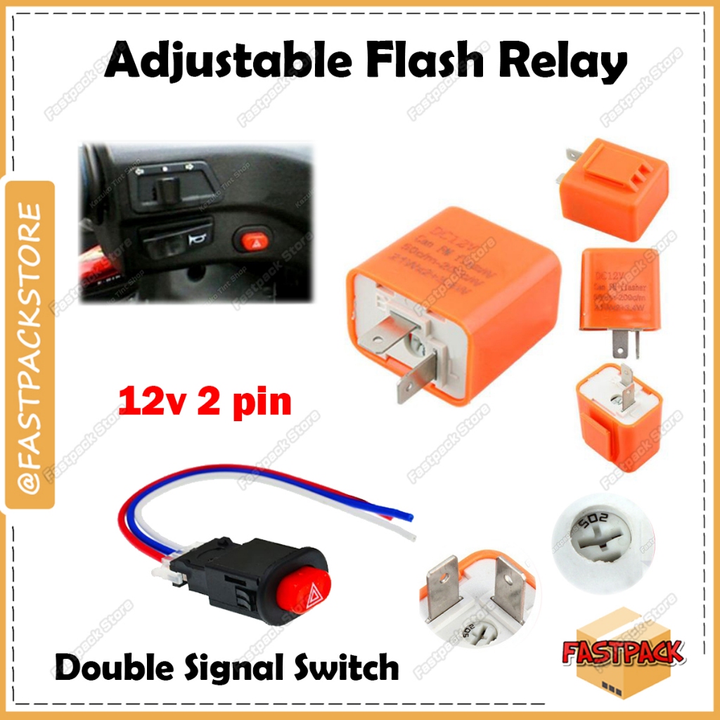 12V 2Pin Speed Adjustable Relay LED Can FM Flasher Motorcycle Turn ...