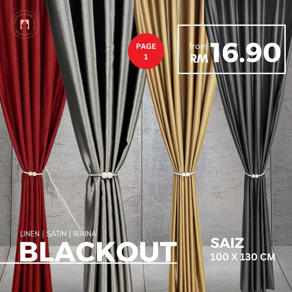 IP CURTAIN 80% Blackout W100cm x H130cm Hook / Ring Tingkap Sekolah / Tingkap Pendek / Tingkap ...