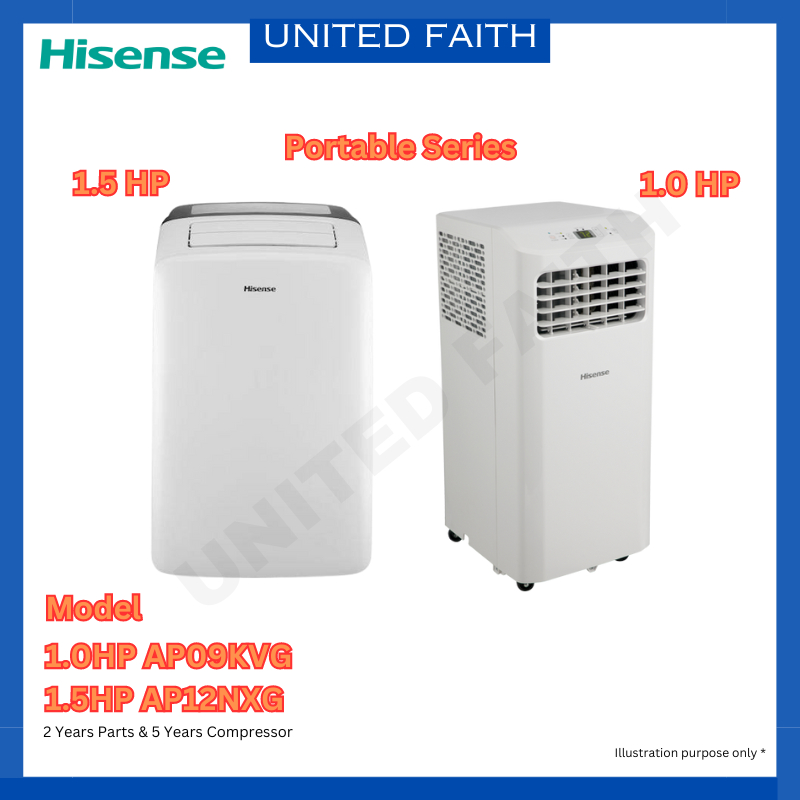 Hisense Portable Aircond Non Inverter R32 1.0HP 1.5HP AP09KVG AP12NXG ...