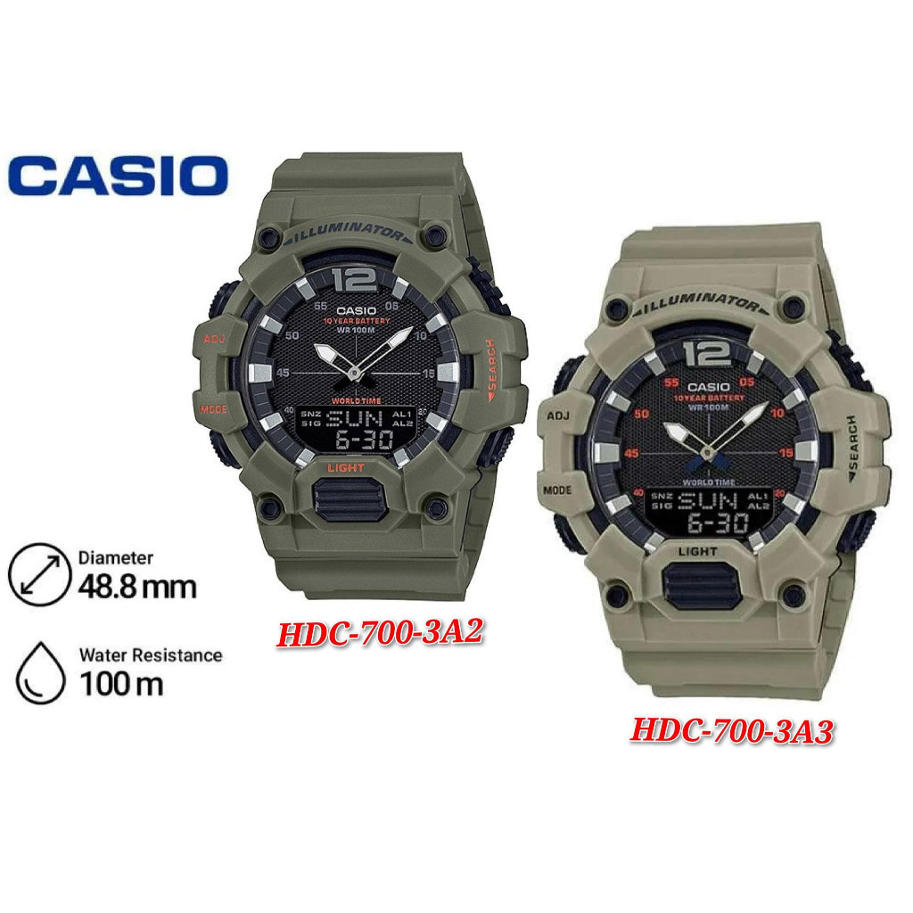Casio HDC-700 Series Men's Analog Watch with Resin Band Sports Watch ...
