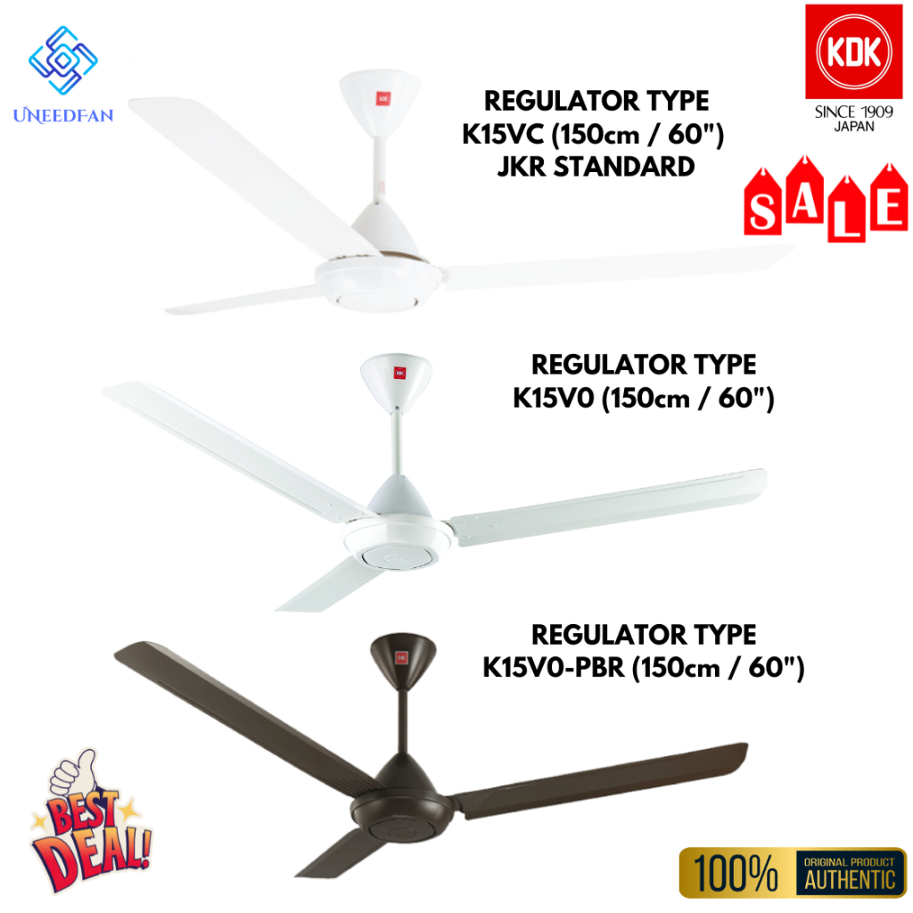 KDK K15VC/ K15V0 / K15V0-PBR/ Kipas Siling Ceiling Fan with Regulator ...