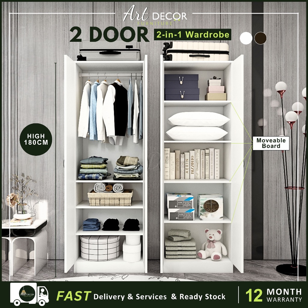 [READY STOCK]Almari 2 door wardrobe with 5 layer /Almari Pakaian Ready ...