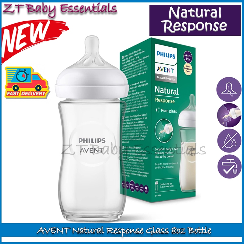 Philips AVENT Natural Response Glass Bottle 8oz | Shopee Malaysia