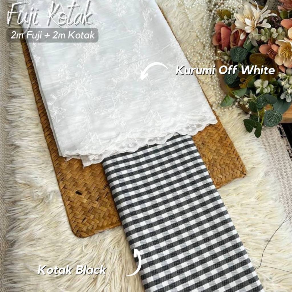 (KURUMI 1) COMBO SULAM FUJI DENGAN KAIN STRIPES DAN KOTAK SULAM ORGANZA ...