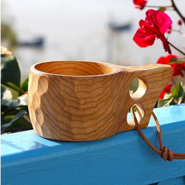 Kuksa Export Quality Wooden Coffee Cup Bushcraft Mug c/w Leather Cord ...