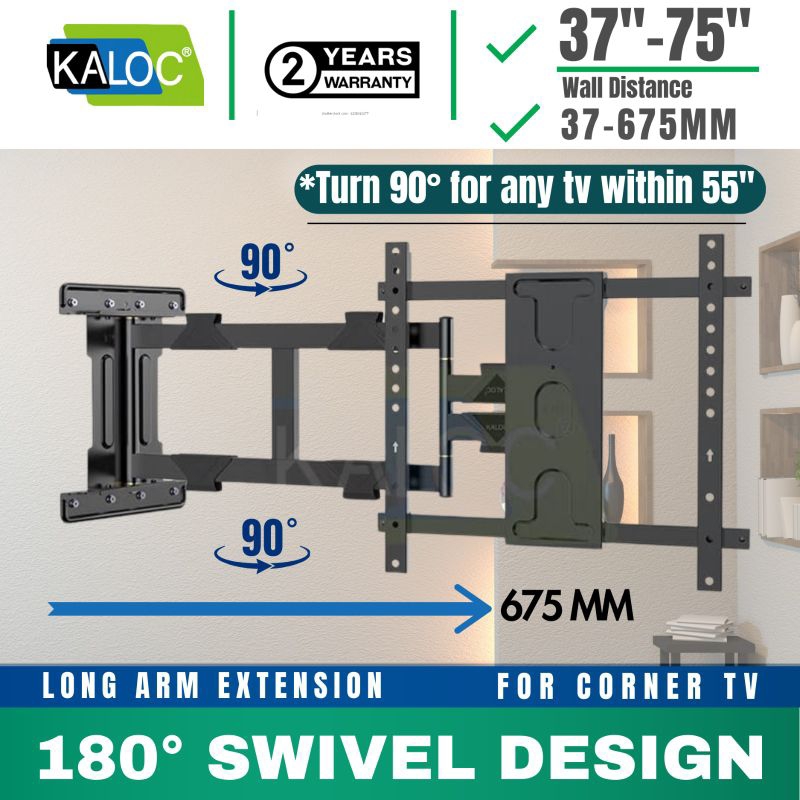 Kaloc DL75 37"-75" 90° DEGREE Long arm TV Wall Mount Heavy-Duty TV ...