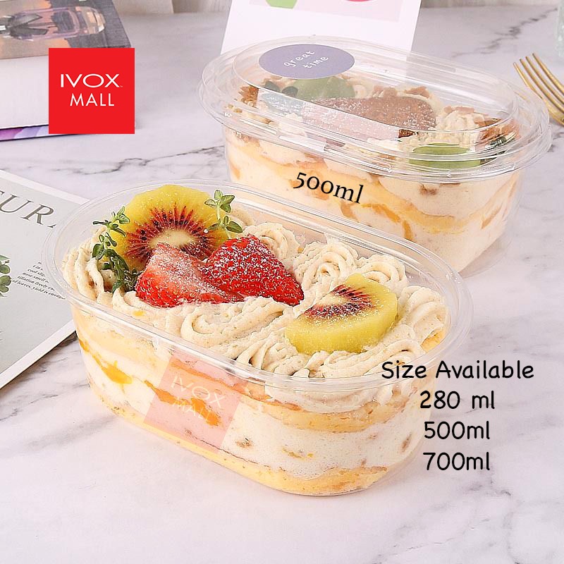 280ml / 500mI / 700ml Transparent Oval cake box / Pudding box / Mousse ...