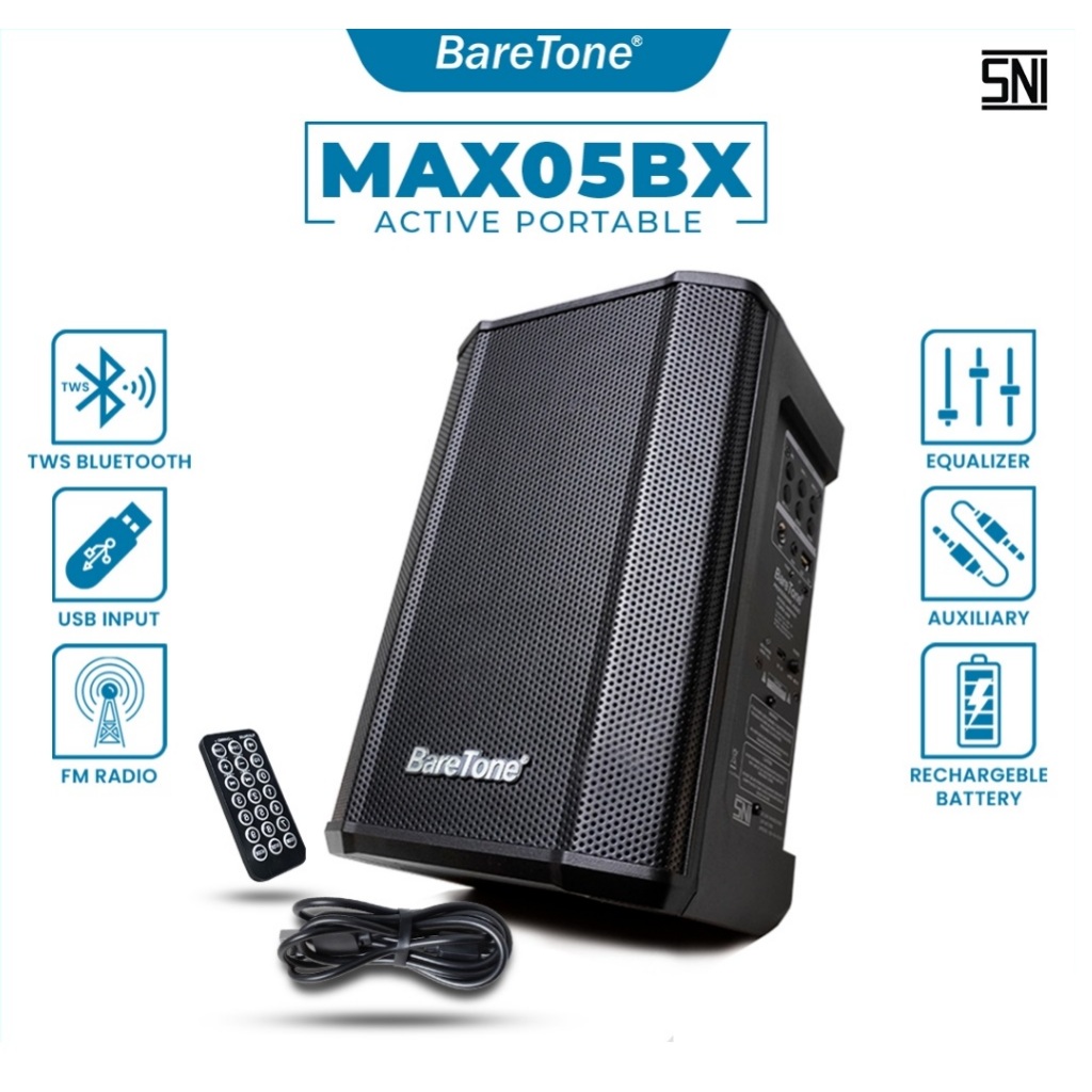 BareTone Mini Portable Speaker With USB/Bluetooth (5"/60W) MAX05BX ...