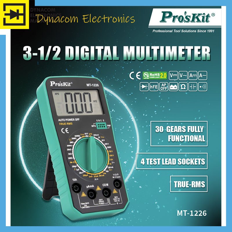 MT-1226 3-1/2 TAIWAN PROS'KIT True-RMS Digital Multimeter | Shopee Malaysia