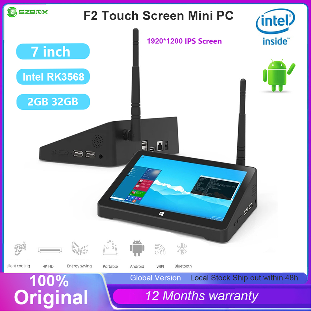 F2 Mini PC 7 inch Windows 10 RK3568 1280*800 IPS Screen Tablet PC 2G ...