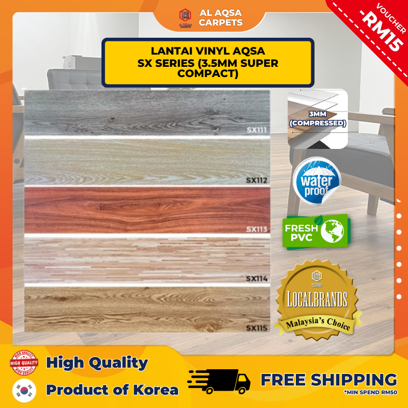 Aqsa Vinyl Flooring Vinyl Plank Compact Tebal 3.5mm Compressed Lantai ...