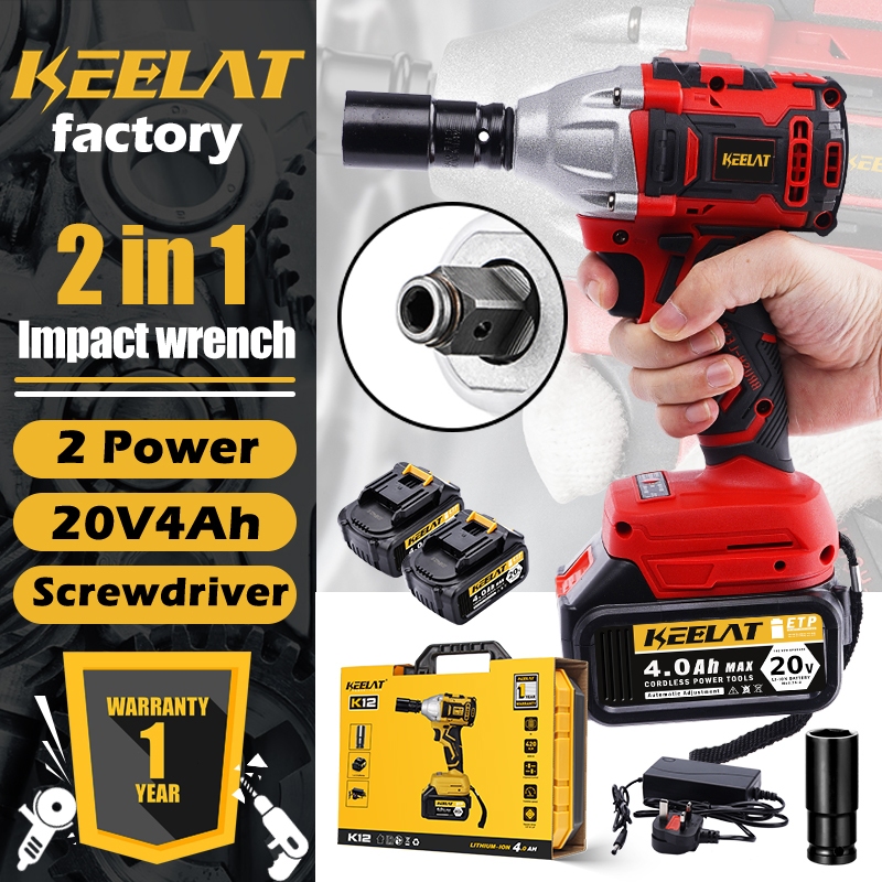 keelat Cordless Impact Wrench Battery Brushless Wrench Screwdriver ...