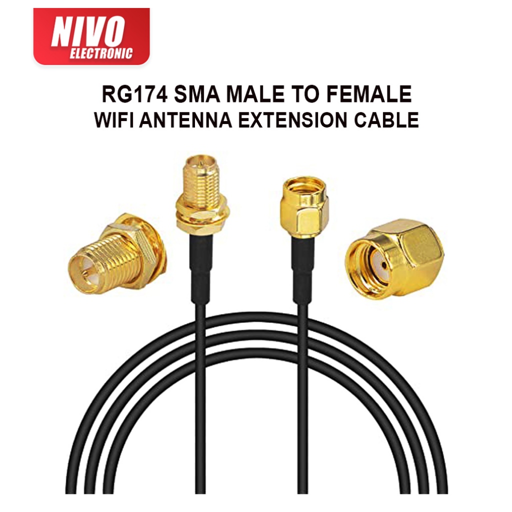 RPSMA EXTENSION / SMA EXTENSION RG174 SMA MALE TO FEMALE ANTENNA ...